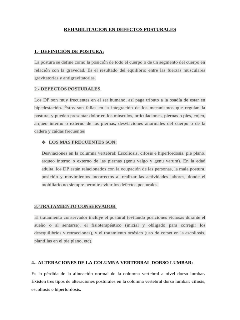 Rehabilitación de Defectos Posturales | PDF | La columna vertebral ...