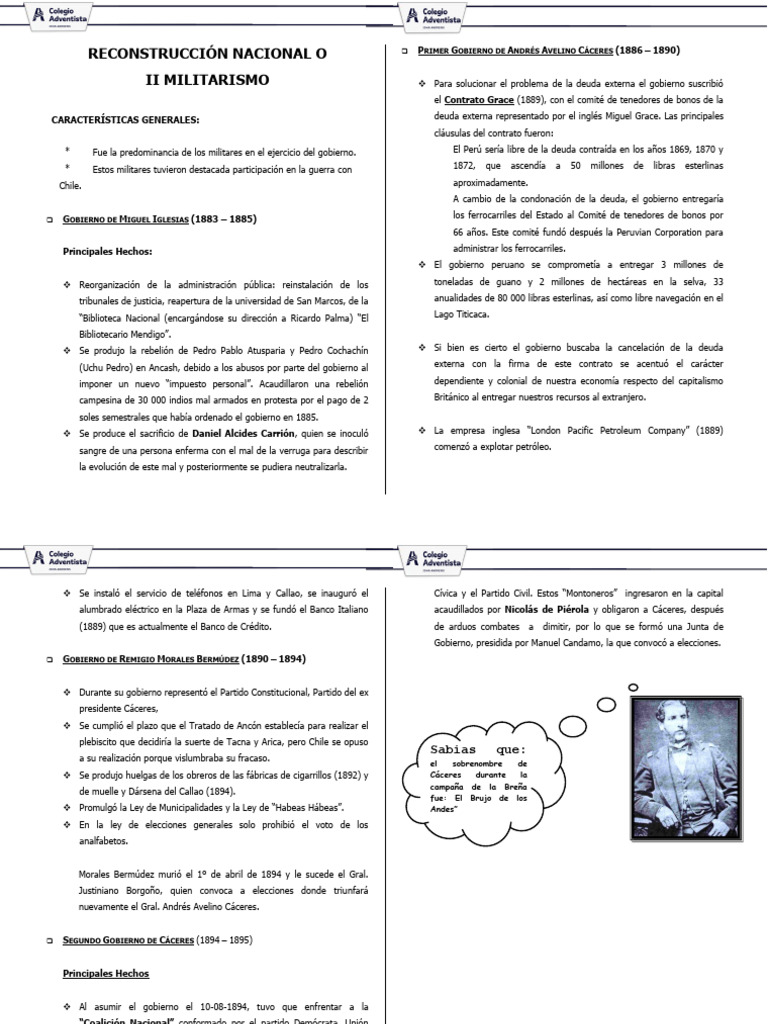 Ii Militarismo 4sec | PDF | Perú | América del Sur