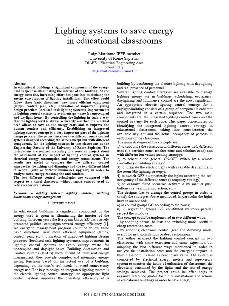 Energy-Saving Lighting in Classrooms | PDF | Lighting | Light