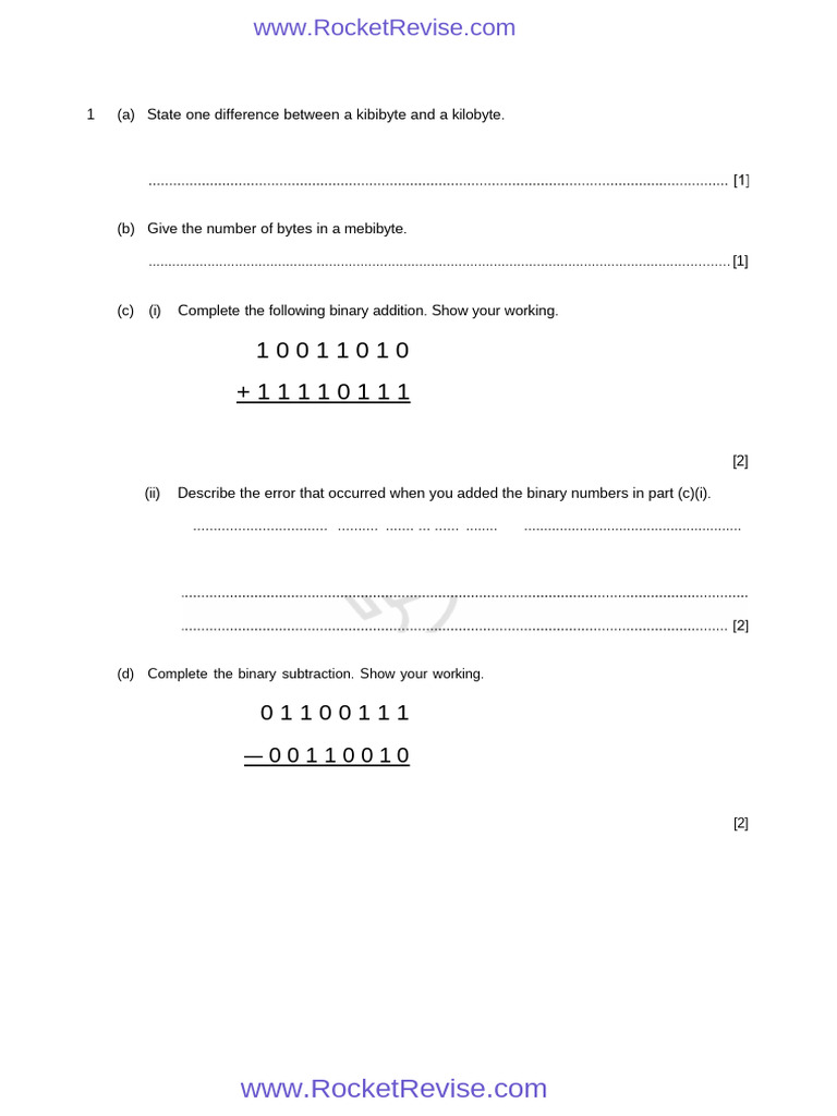 CH1 Information Representation AS QP | PDF | Integer (Computer Science) | Data Compression
