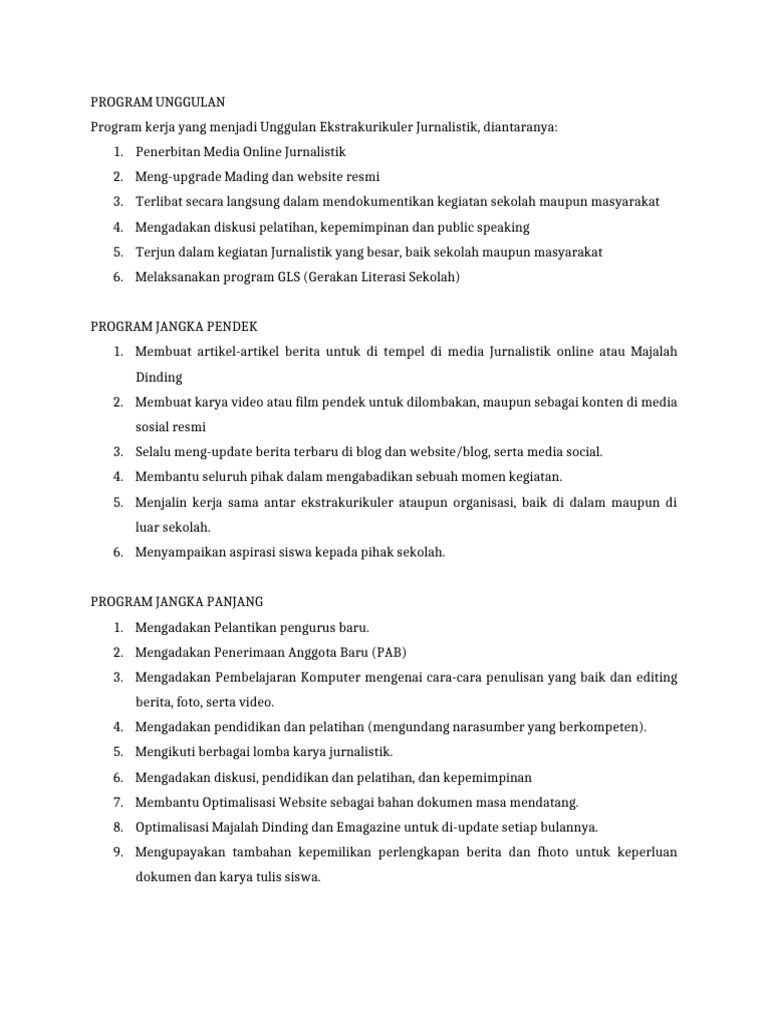 Contoh Program Jurnalistik | PDF
