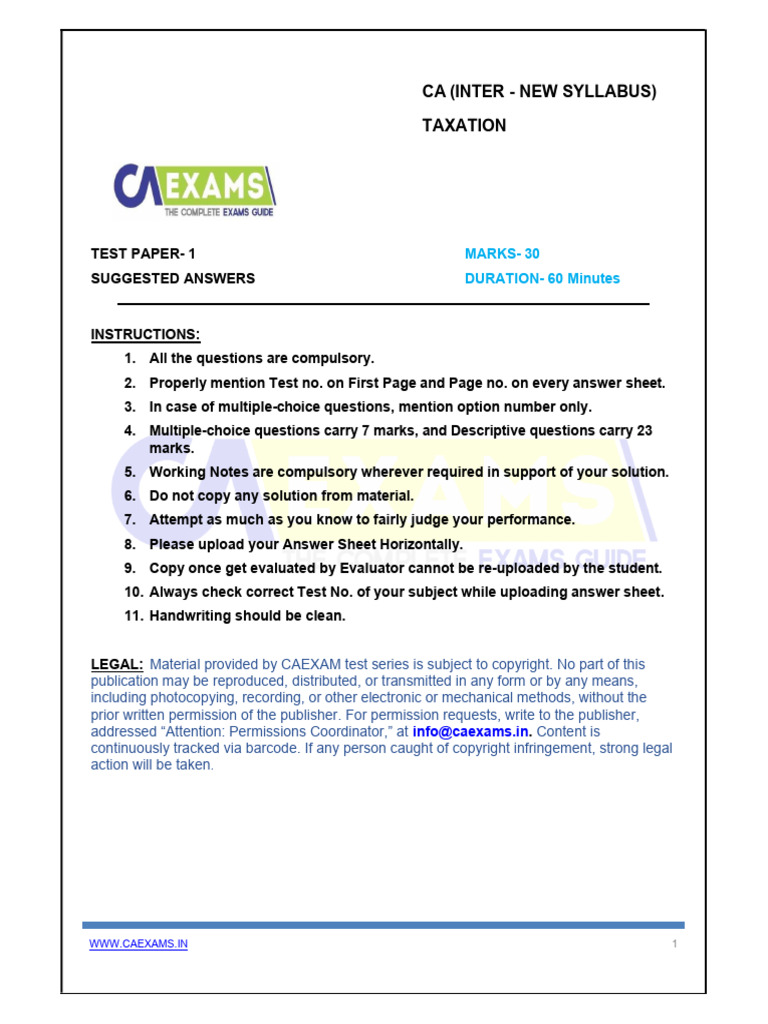 Paper 3 Taxation 173994922220250219120242 | PDF | Capital Gain | Income