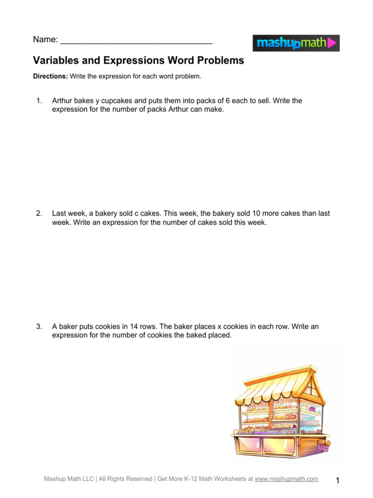 Writing Expressions Word Problems | PDF