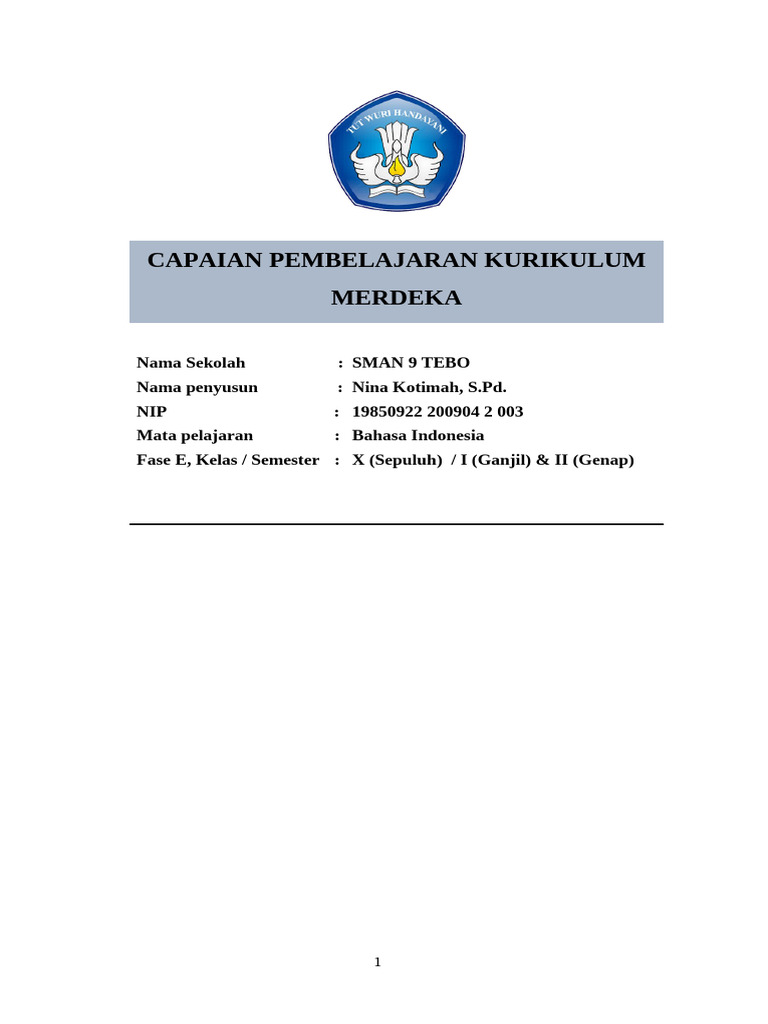 CAPAIAN PEMBELAJARAN KURIKULUM MERDEKA Okk | PDF