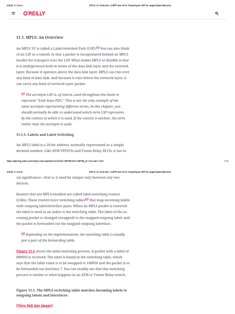 MPLS - An Overview - OSPF and IS-IS - Choosing An IGP For Large-Scale Networks | PDF ...