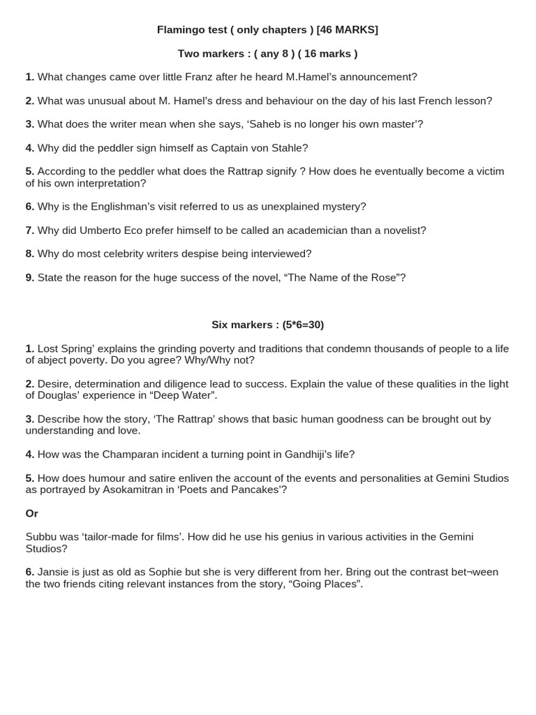 Flamingo test 2 | PDF