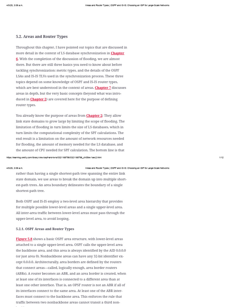 Areas and Router Types _ OSPF and IS-IS_ Choosing an IGP for Large-Scale Networks | PDF ...