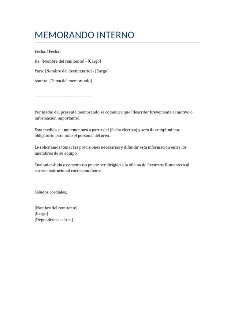 Memorando Ejemplo 2 | PDF