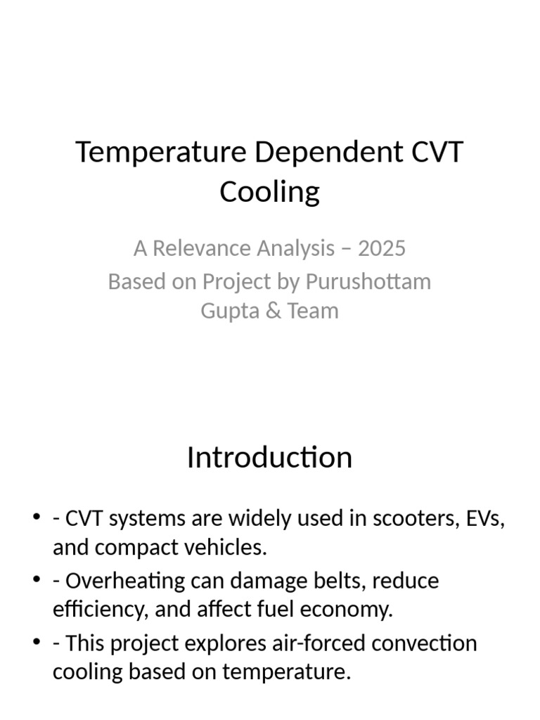 Temperature Dependent CVT Cooling Analysis | PDF