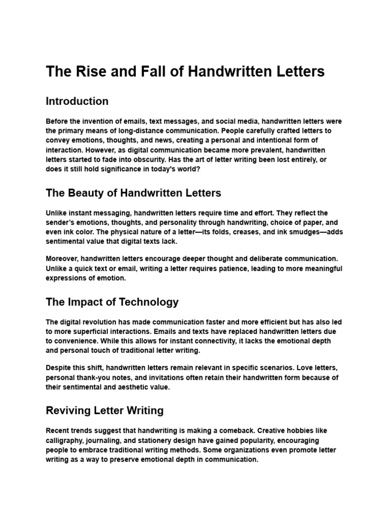 The Enduring Value of Letter Writing | PDF