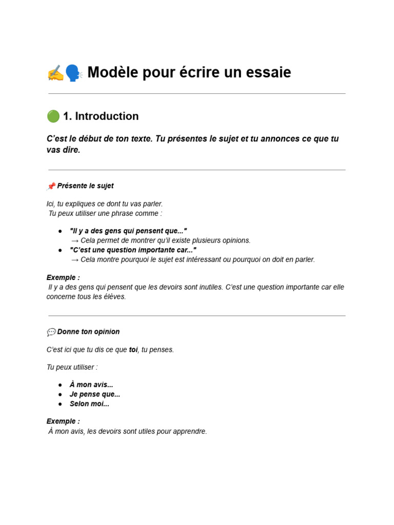 Modèle d'écriture d'un essai | PDF