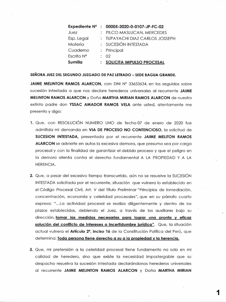 Escrito Impulso Procesal | PDF