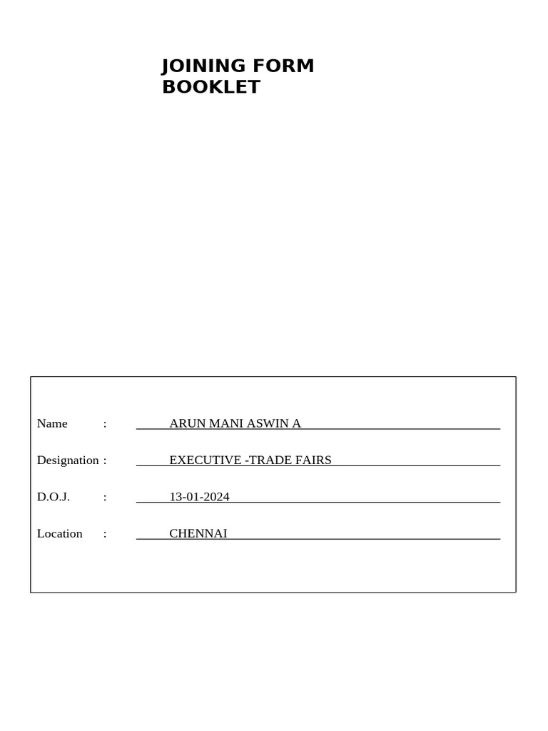 Fully Editable Joining Form Template | PDF | Marriage, Unions And ...