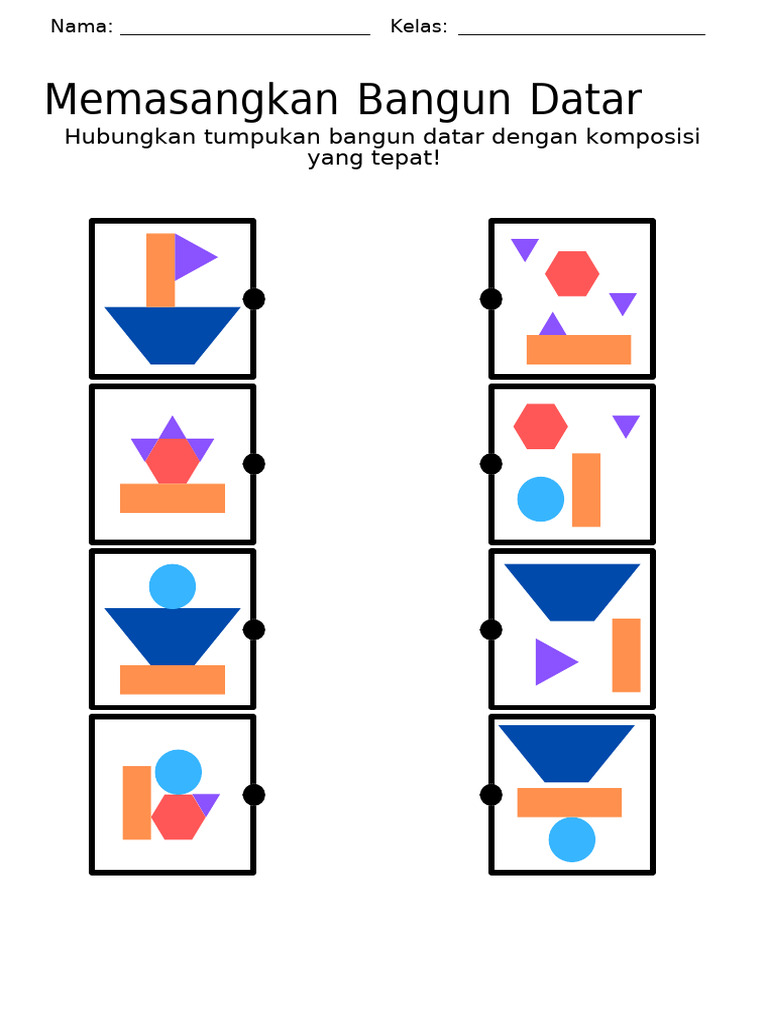 Memasangkan Bangun Datar Worksheet | PDF
