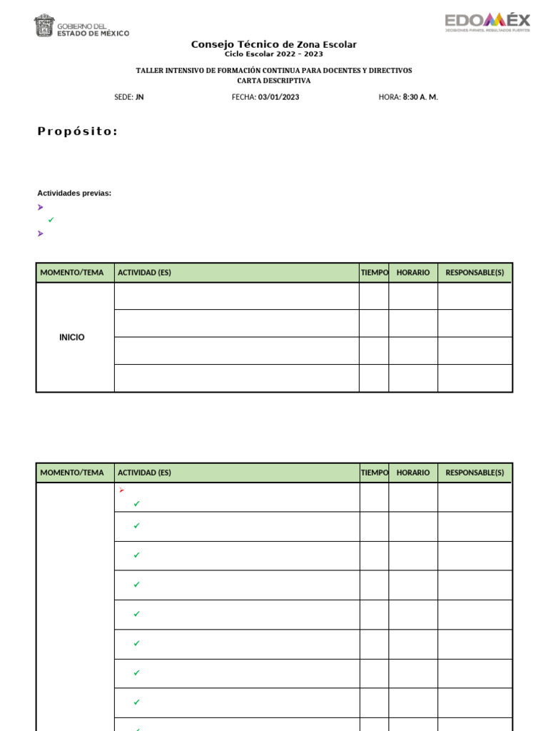 Formato para La Carta Descriptiva Cte | PDF