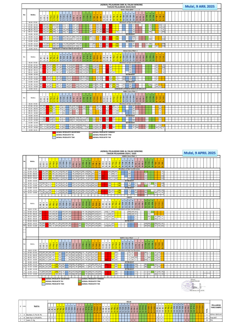Jadwal KBM Kls X, Xi Mulai 9 April 2025 | PDF