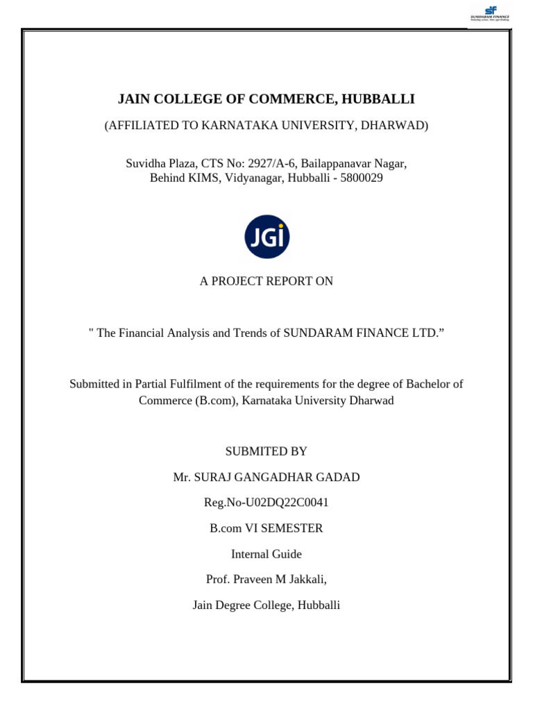 Sundaram - Fin - Project Final | PDF | Methodology | Expense