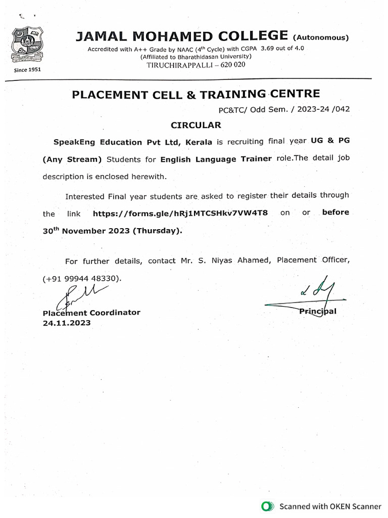 Circular - 042 Speakeng Education Interview | PDF