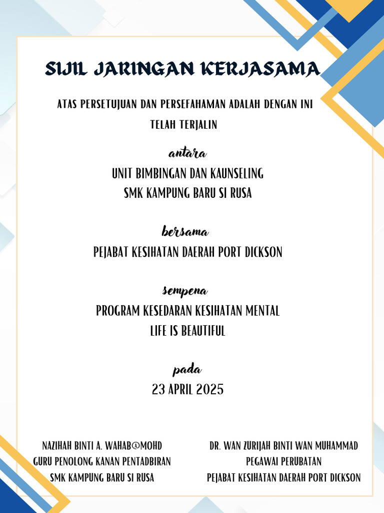 Sijil Jaringan Kerjasama (5) | PDF