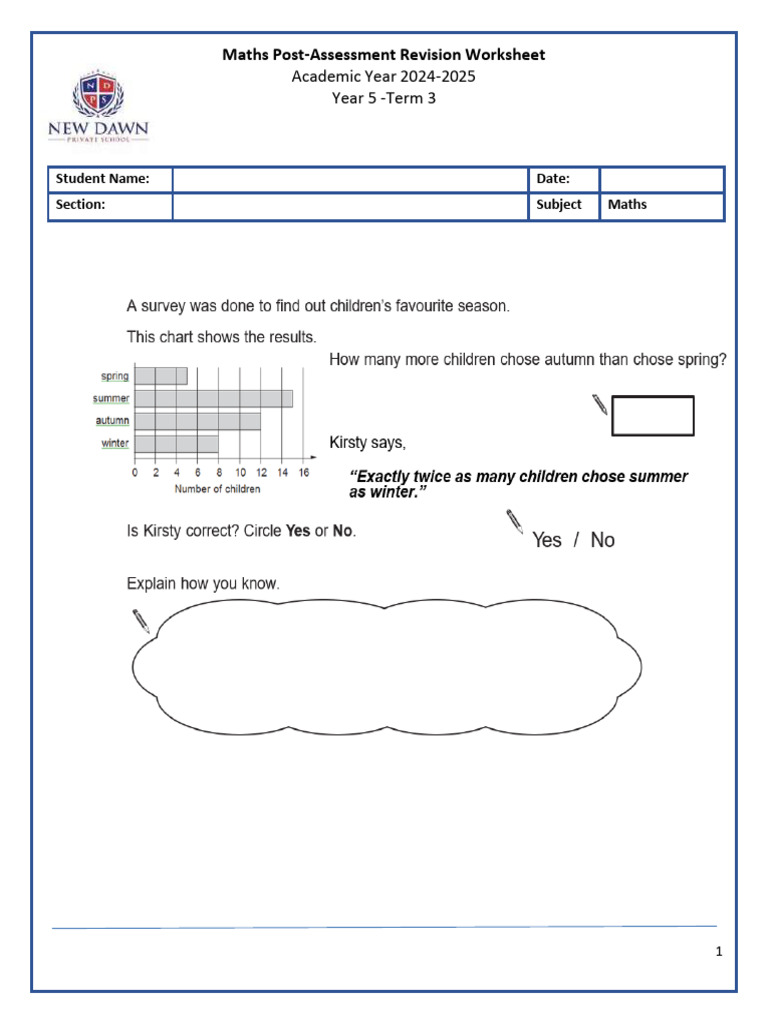 Year 5-Revision Worksheet-Math-Term3 | PDF