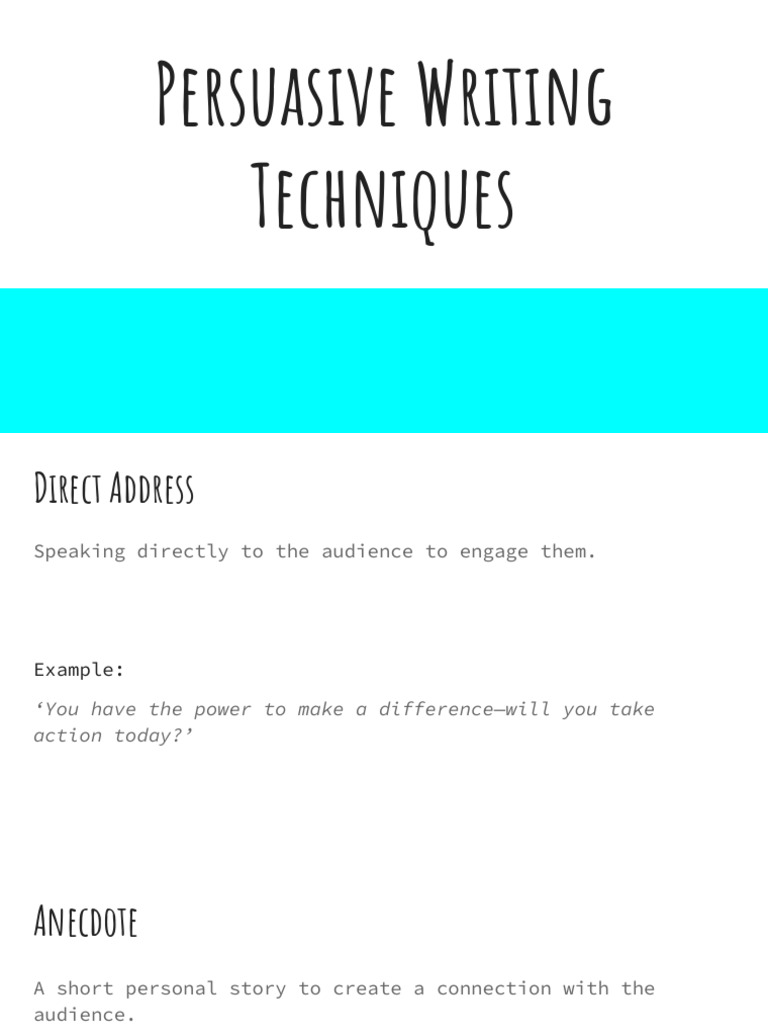 Persuasive Writing Techniques | PDF | Natural Environment ...