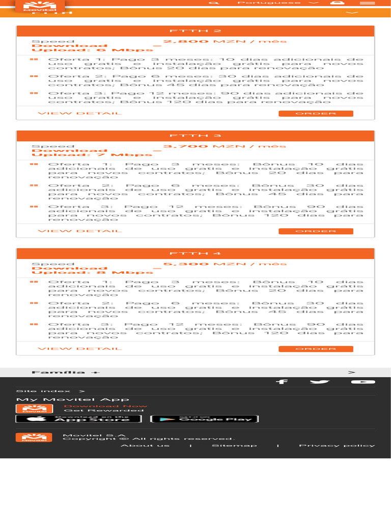 Pacotes de Internet FTTH da Movitel | PDF