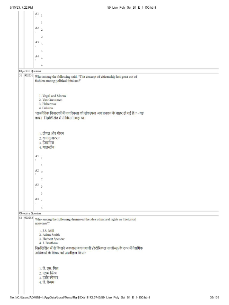 NDLI - Political Science (Paper II) Question Paper UGC-NET June 2023 ...