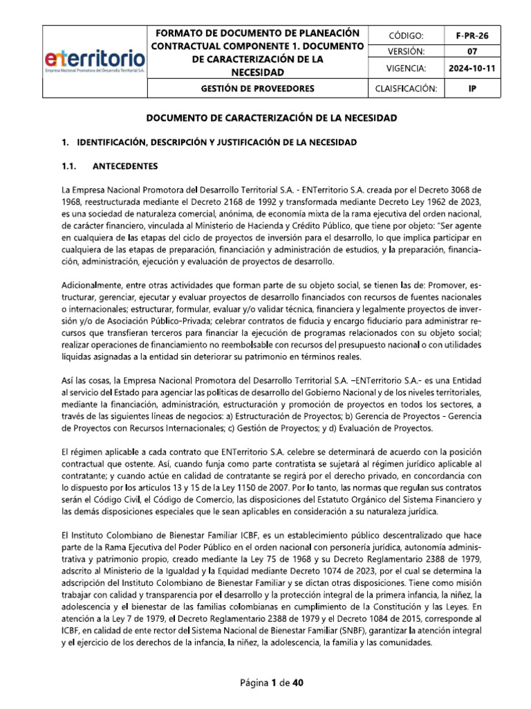 Documento de Caracterizacion F-PR-026 | PDF