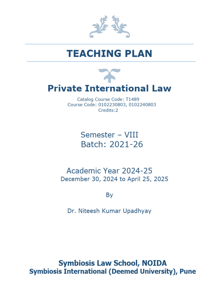Teaching Plan - Private - International - Law - Credit 2 | PDF ...