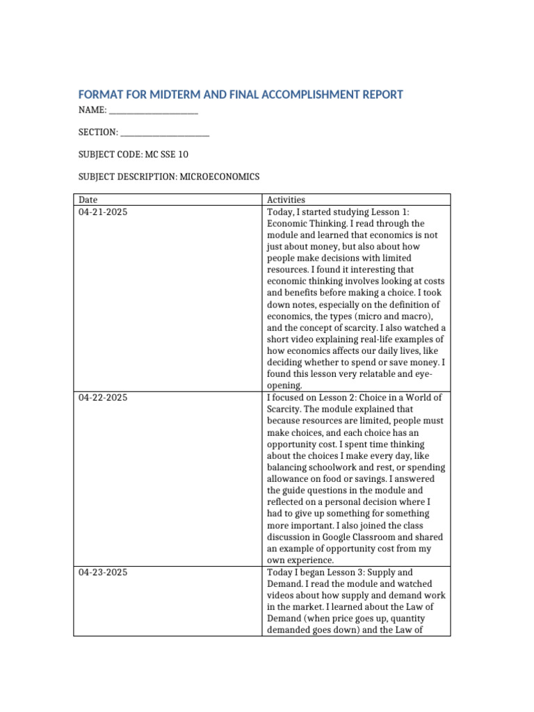 Midterm_Final_Accomplishment_Report | PDF | Supply And Demand | Supply ...