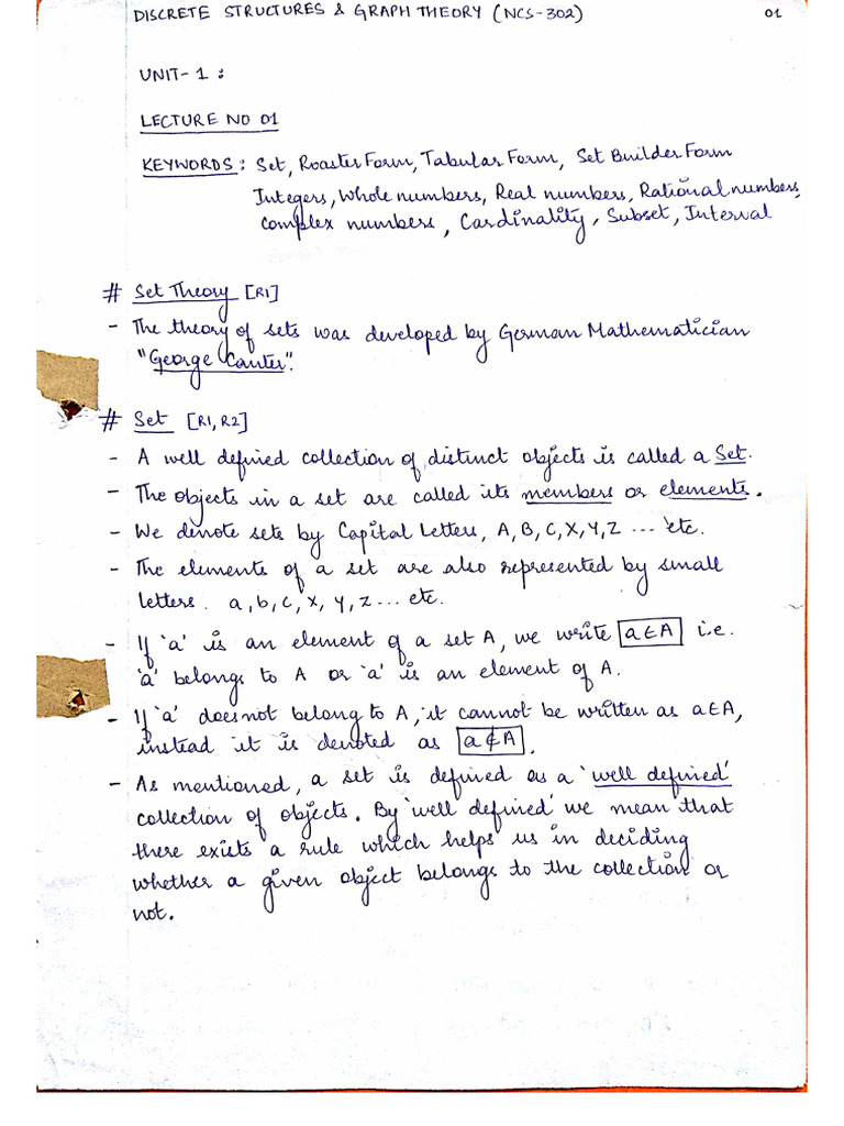 DSTL Unit 01 Part 01 Set Theory | PDF