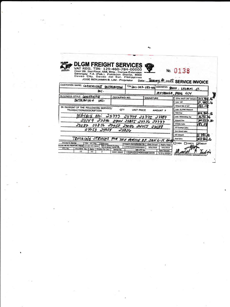 Billing Invoice No. 0138 | PDF