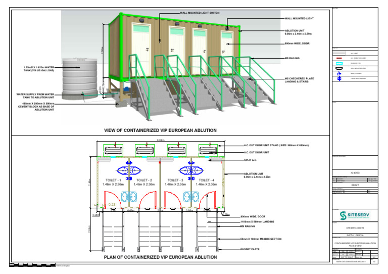 20ft 4door Event Toilet Drawing | PDF | Sanitation | Hygiene