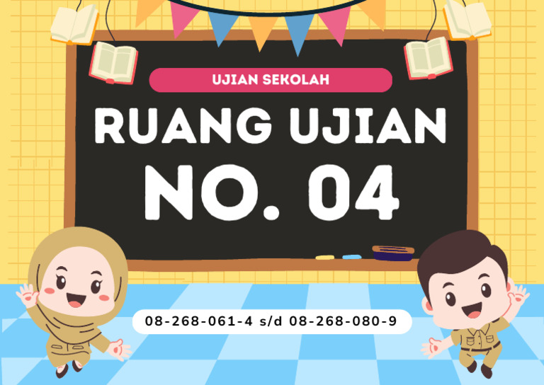 Kuning Ilustrasi Poster Nomor Ruang Ujian Sekolah (A4 (Horizontal) ) | PDF