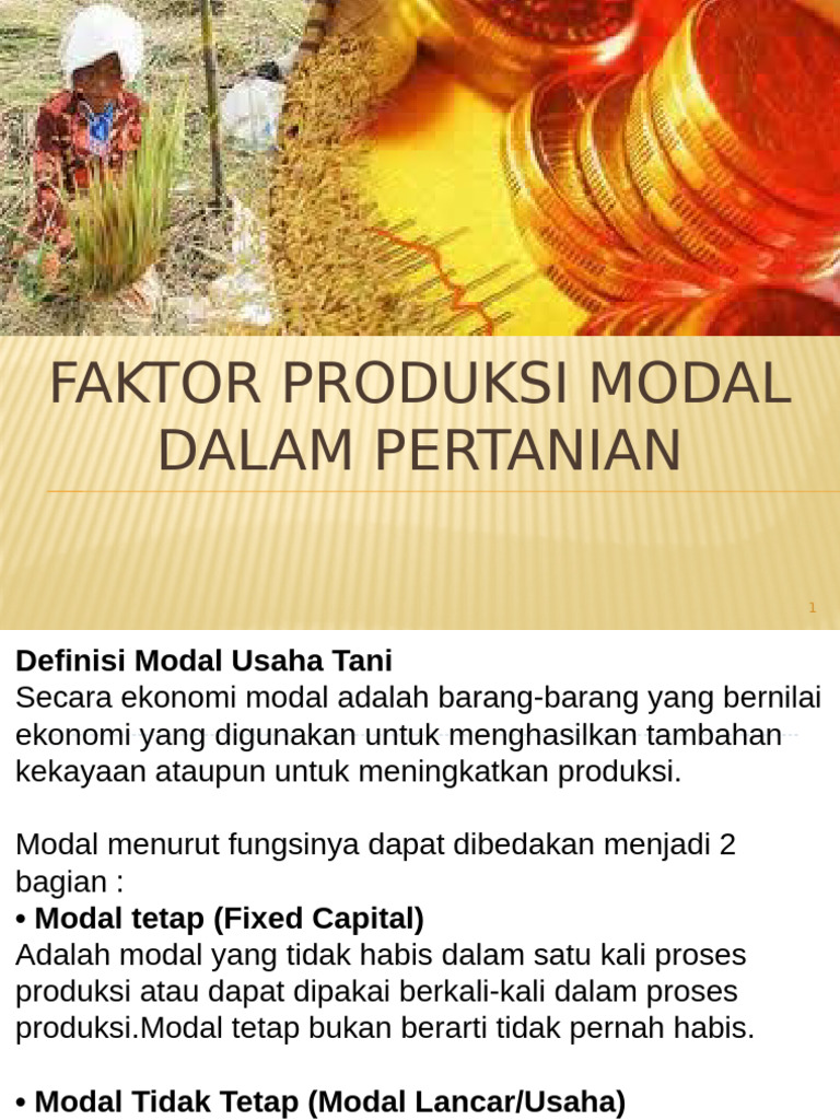 6 Faktor Produksi Modal Dalam Pertanian | PDF