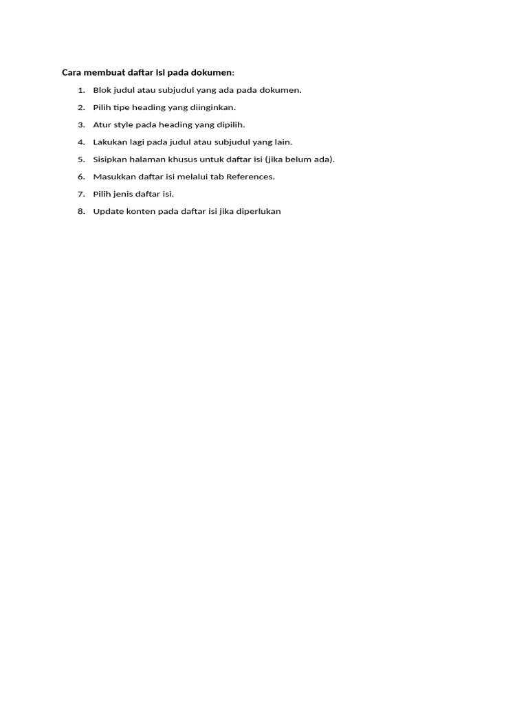 Cara Membuat Daftar Isi Dokumen | PDF