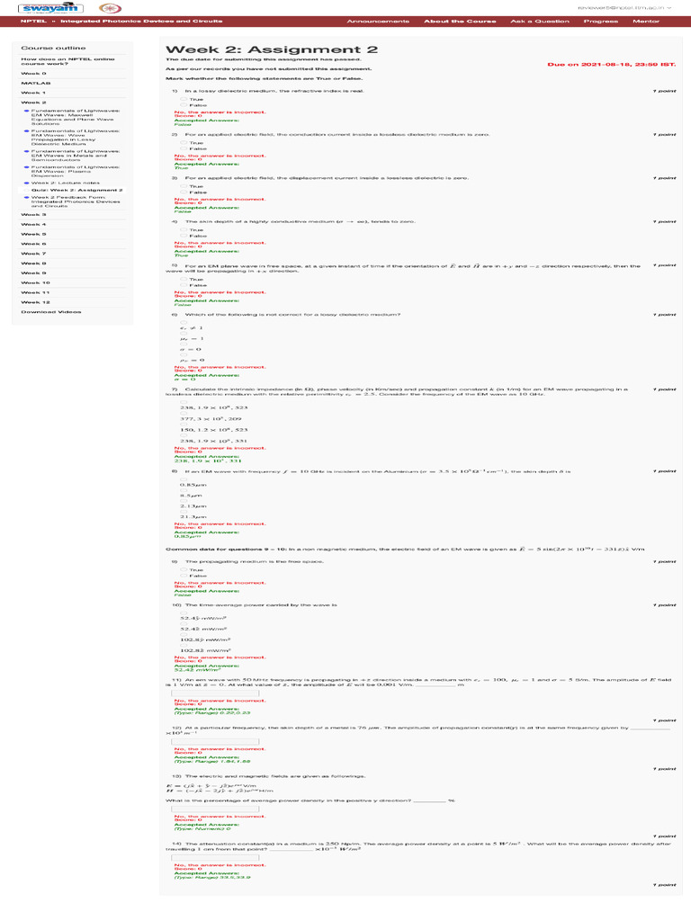 Noc21 Ee98 Assignment Week 2 | PDF