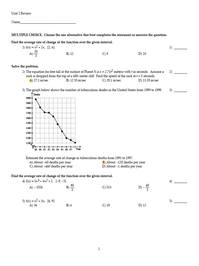 24 25 AP Calc AB Unit 2 Review | PDF | Tangent | Slope