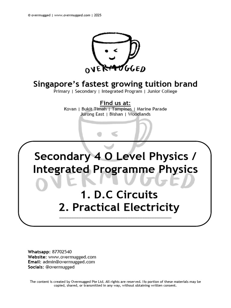 WA2 2025 Sec 4 O Level IP Physics DC Circuits Practical Electricity | PDF | Fuse (Electrical ...