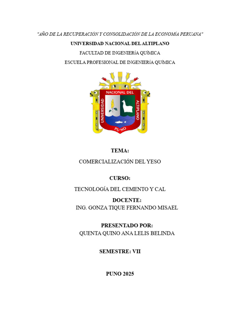 Comercialización del Yeso en Perú | PDF | Yeso | Perú