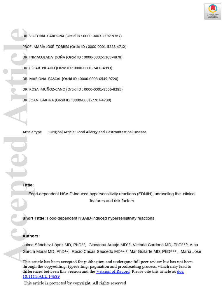 Food-dependent NSAID Hypersensitivity Insights | PDF | Nonsteroidal ...