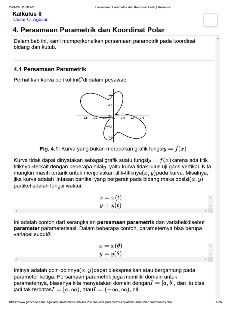 Persamaan Parametrik Dan Koordinat Polar - Kalkulus II | PDF