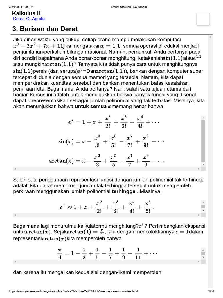 Deret Dan Seri - Kalkulus II | PDF