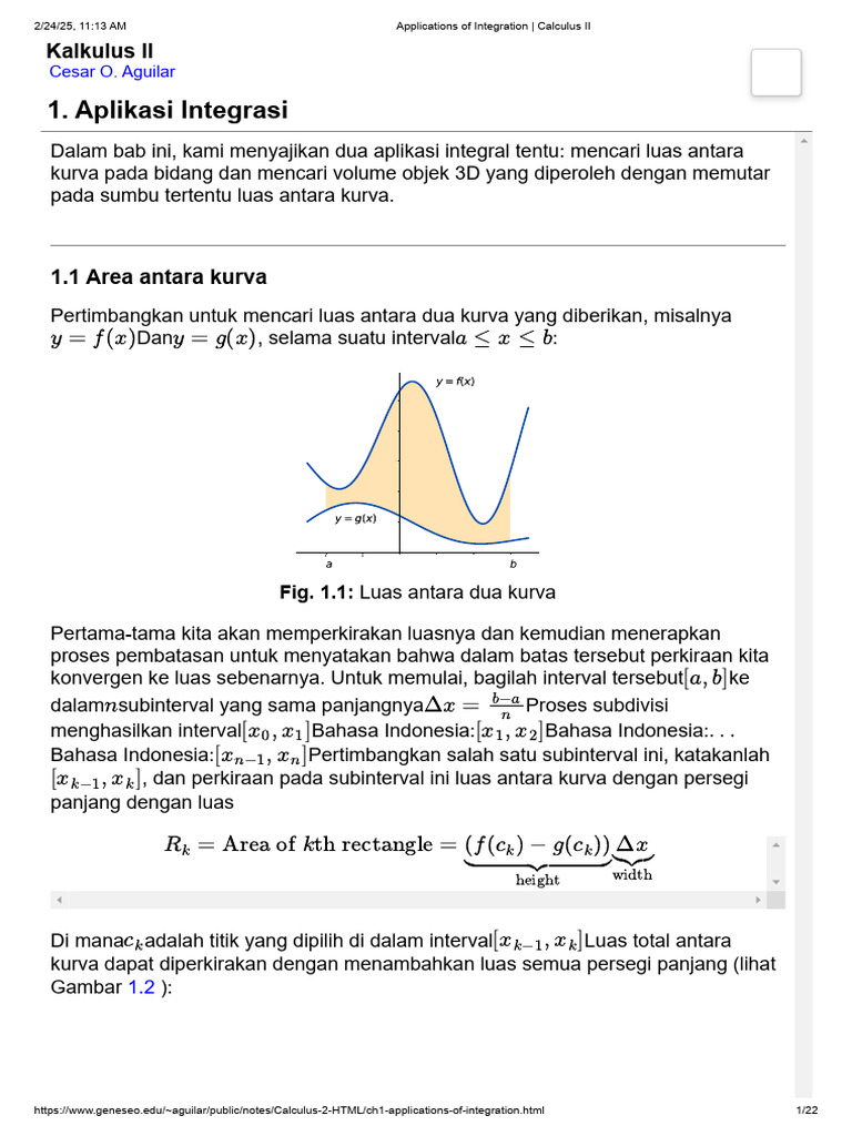 Aplikasi Integrasi _ Kalkulus II | PDF