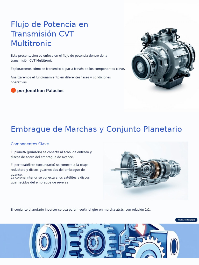 Flujo de Potencia en Transmision CVT Multitronic | PDF | Embrague | Tecnología de vehículos
