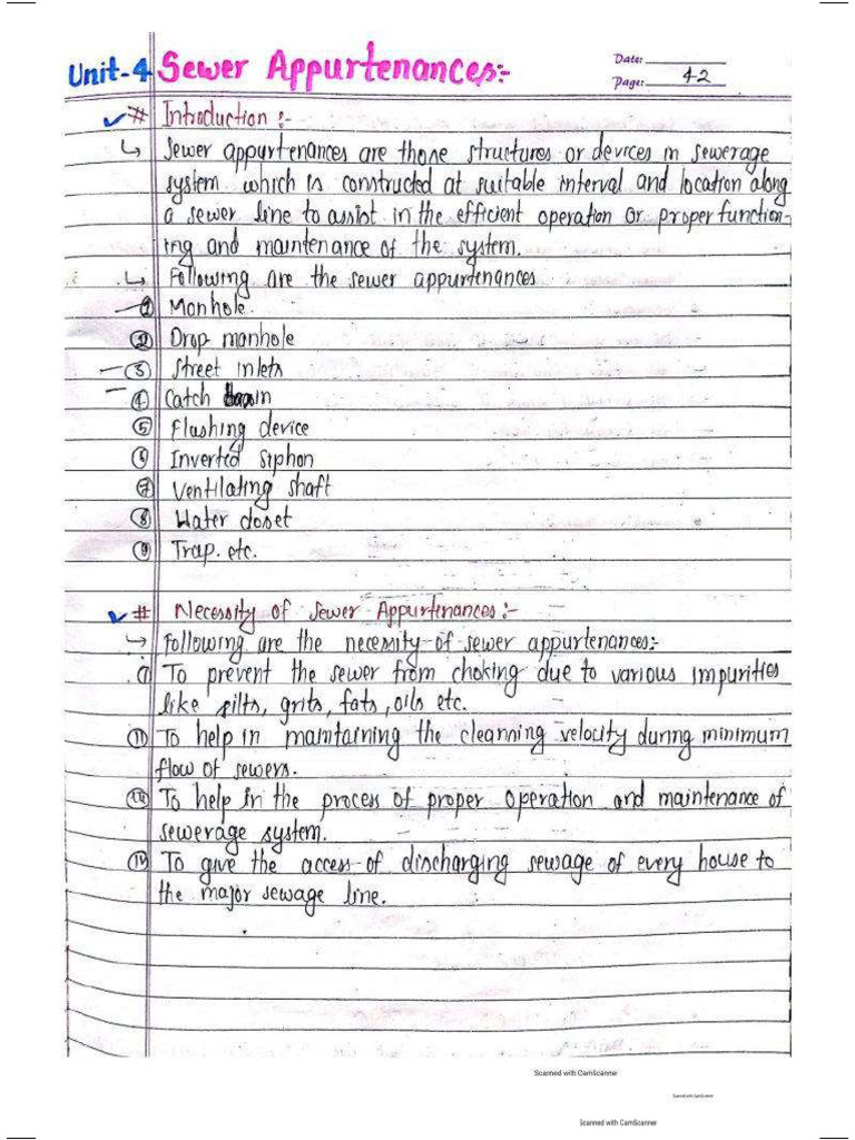 Unit-4 Sewer Appurtenances (Only Introduction) - 1 | PDF