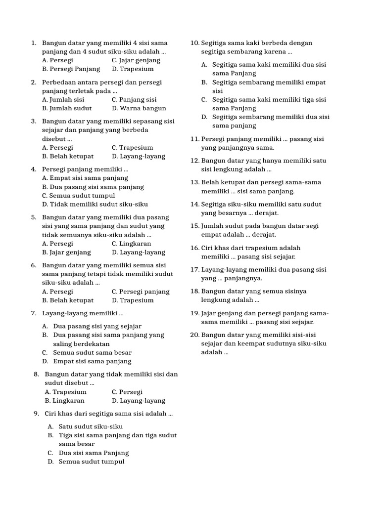 MTK KLS 5 Bangun Datar | PDF
