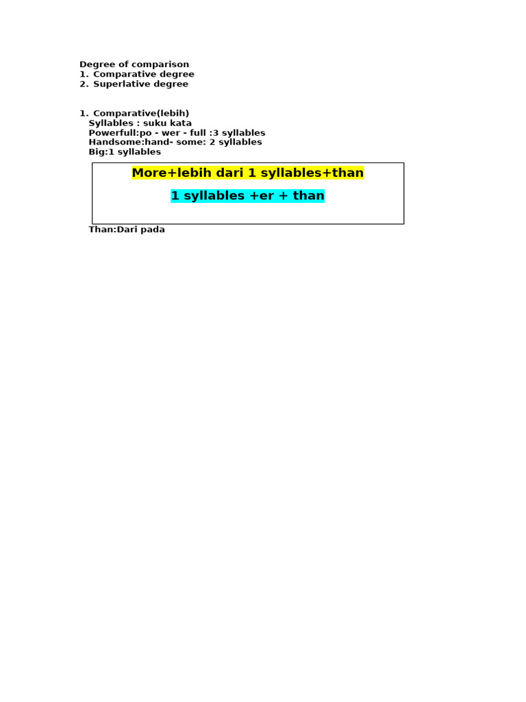 Degree of Comparison Materi Inggris Class 5A | PDF