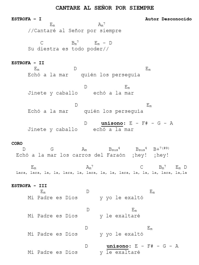Cantaré al Señor por Siempre - Letra y Acordes | PDF
