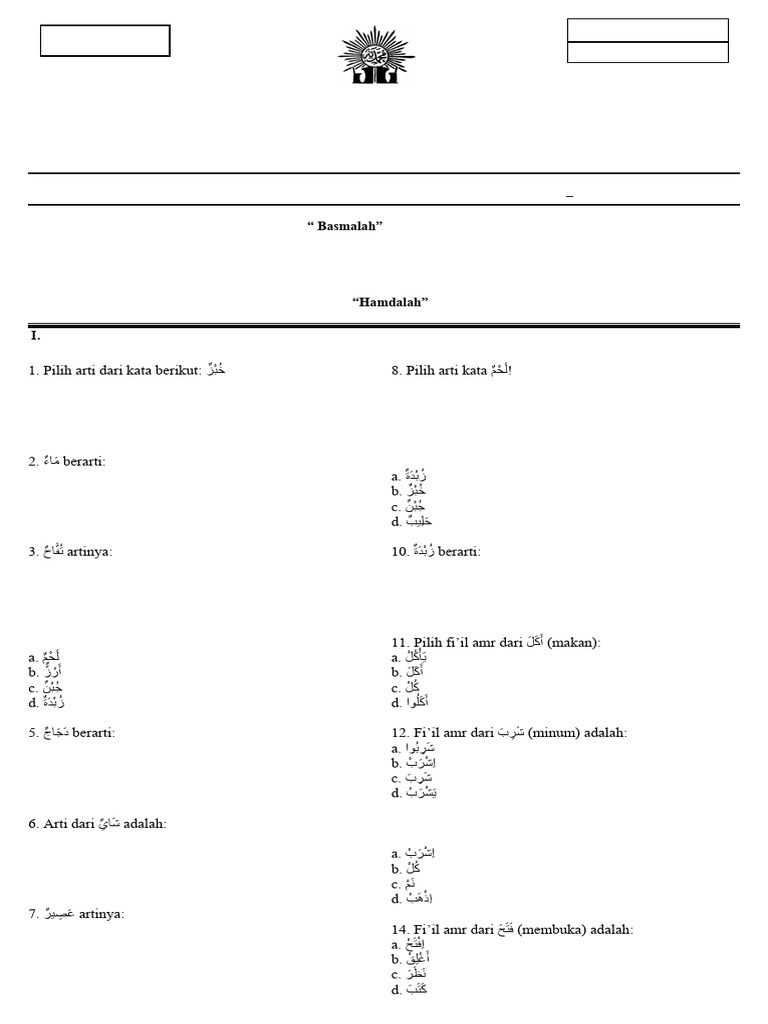 Soal ASAS Kls 9 2024-2025 B. Arab IX | PDF